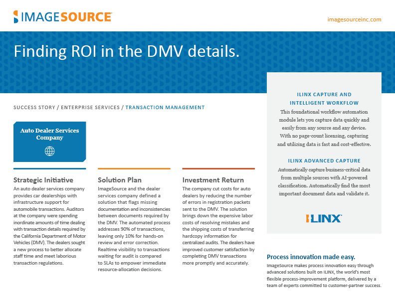 Auto Dealer Services DMV transaction automation | ImageSource Inc.