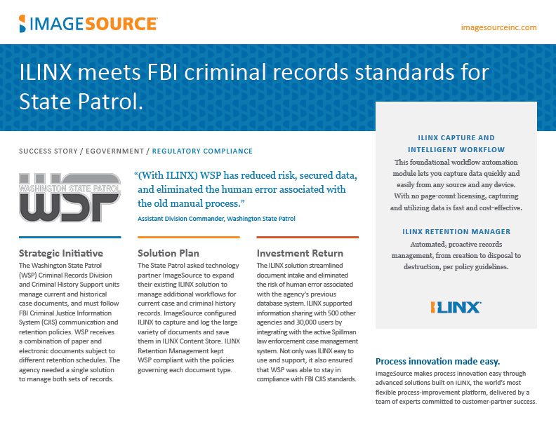 Washington State Patrol meets criminal records standards | ImageSource Inc.