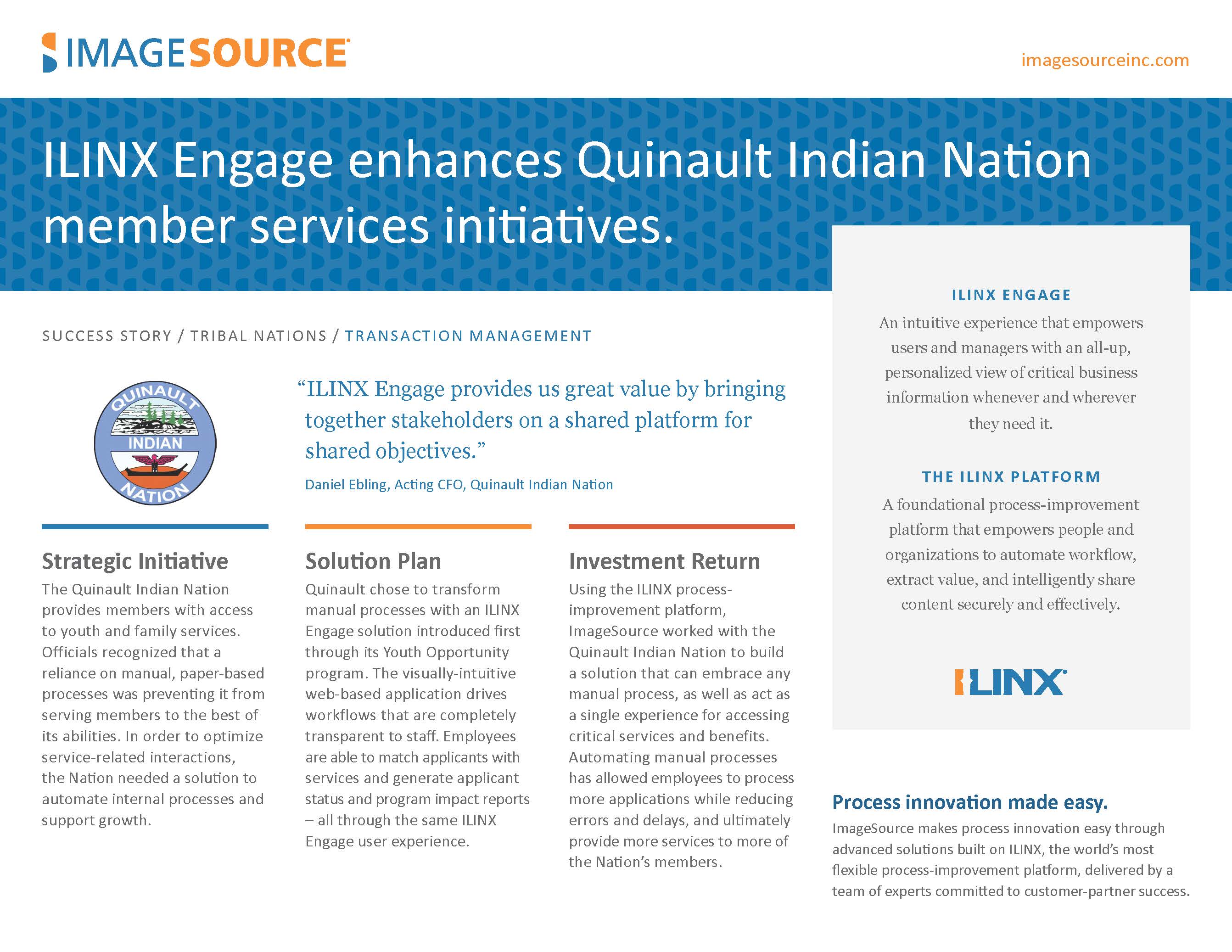 ILINX Engage enhances Quinault Indian Nation member services initiatives. | ImageSource Inc.