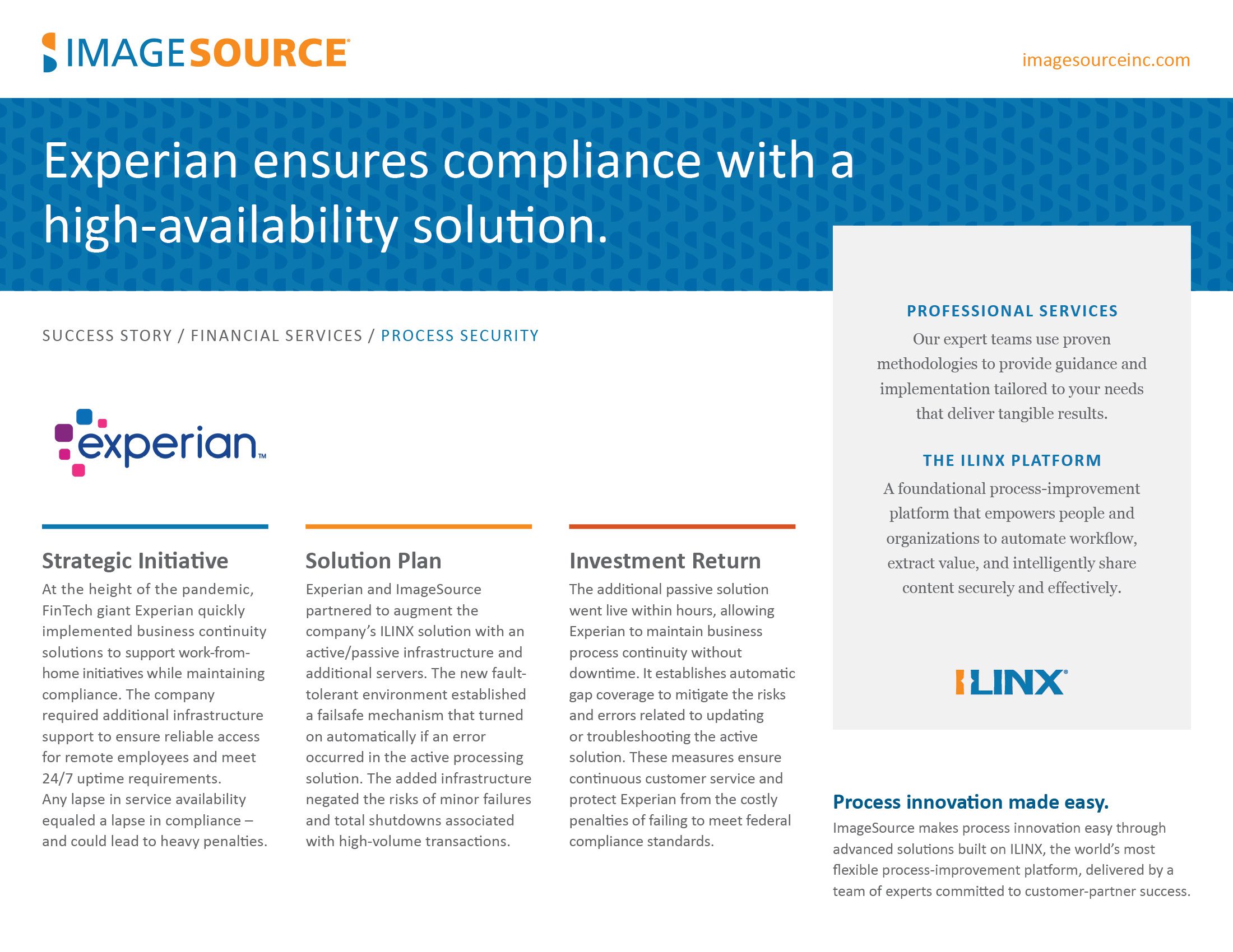Experian's high-availability solution ensures compliance | ImageSource Inc.
