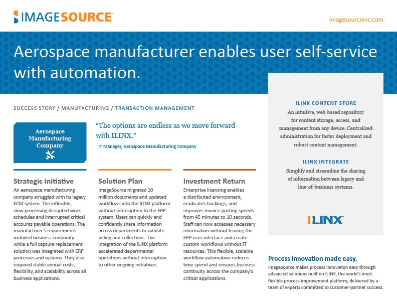 Aerospace Manufacturer enables data self-service | ImageSource Inc.
