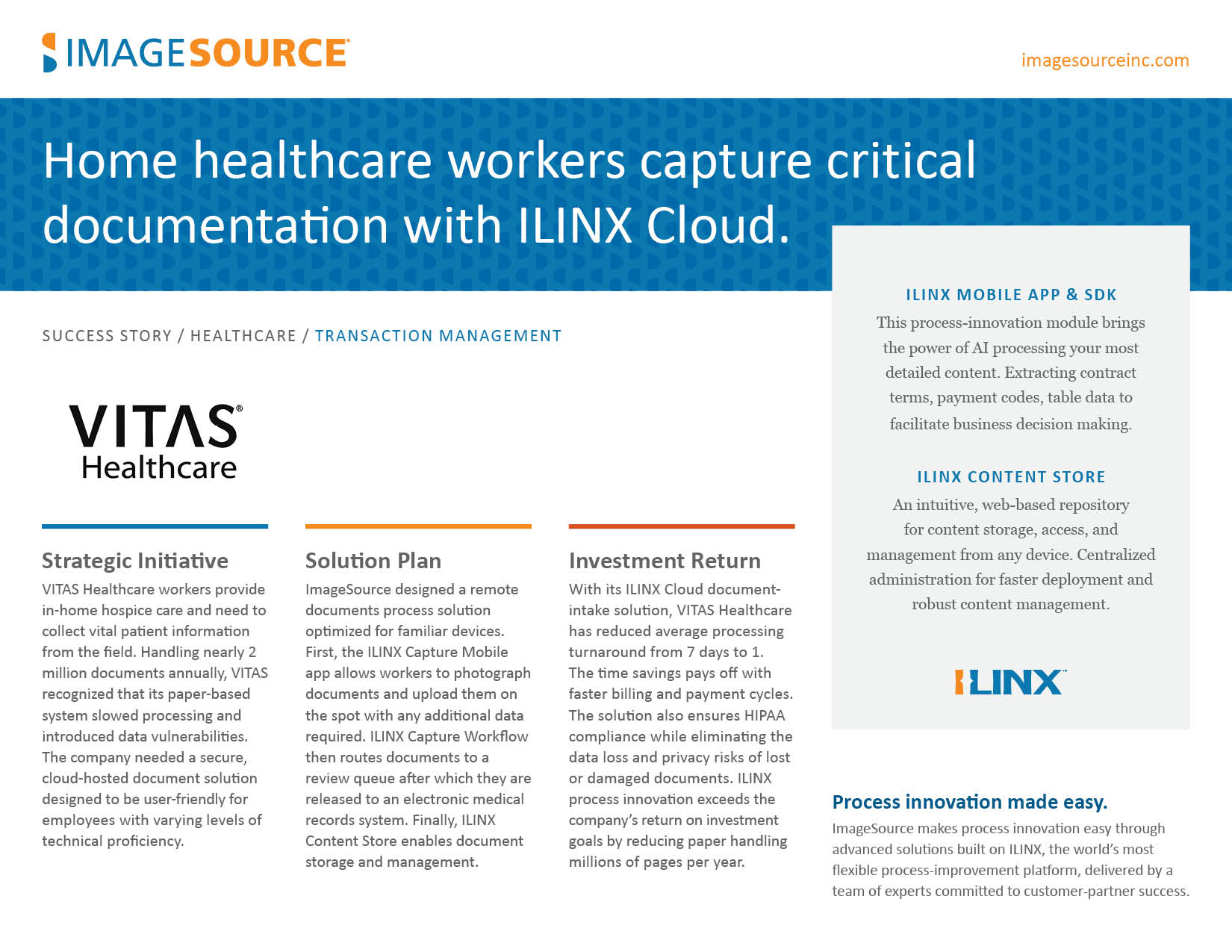 VITAS collects documentation with ILINX Cloud mobile app | ImageSource Inc.